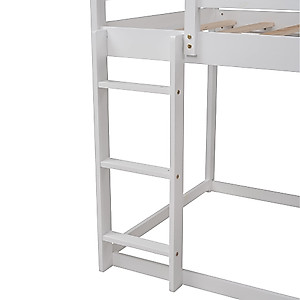 Harper & Bright Designs House Bed Bunk Beds with Slide, Wood Bunk Beds with Roof and Guardrail Twin Over Twin Bunk Bed for Kids, Toddlers, No Box Spring Needed (New, White)
