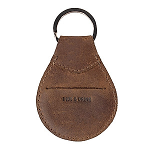 Hide & Drink, Medallion Holder Keychain, Secure Keyring Attachment for Storing Memorabilia, Keepsakes, Special Coins, Full Grain Leather, Handmade, Bourbon Brown