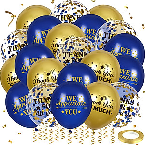 Thank You Balloons Blue Gold We Appreciate You Decorations 50 Pcs Thanks for All You Do & We Appreciate You Balloons Coworker Employee Staff Appreciation Gifts Graduation Appreciation Party