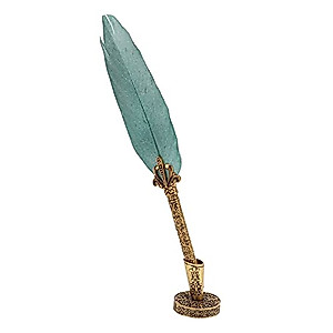 VADUMA Feather Pen Set Calligraphy Dip Pen Easy Writing Stationery Gift Box for School Office Wedding Supplies (SP172043 Pearlescent Dark Green)