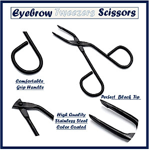 DDP Pro Scissor-like Tweezer Slant 'Eyebrow Black Color
