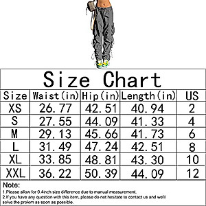 QYANGG Baggy Parachute Pants for Women& Girls Drawstring Elastic Low Waist Ruched Cargo Pants Multiple Pockets Jogger Y2K Grey