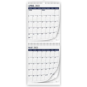 2023-2024 2-Month View Wall Calendar by StriveZen, Move-a-Page, Monthly, Foldable, Vertical, April 2023 - December 2024, 12x 28 Inches, Large, Minimalist, 21 Months