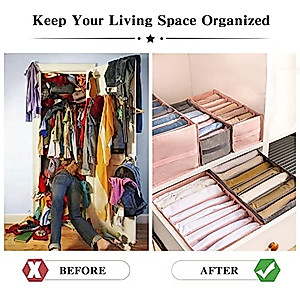 Clothes Organizer- Upgrade Wardrobe Clothes Organizer Foldable and Washable Clothes Storage Organizer for Shirt Pants Jeans and Sweater, 2 x 9 Grids