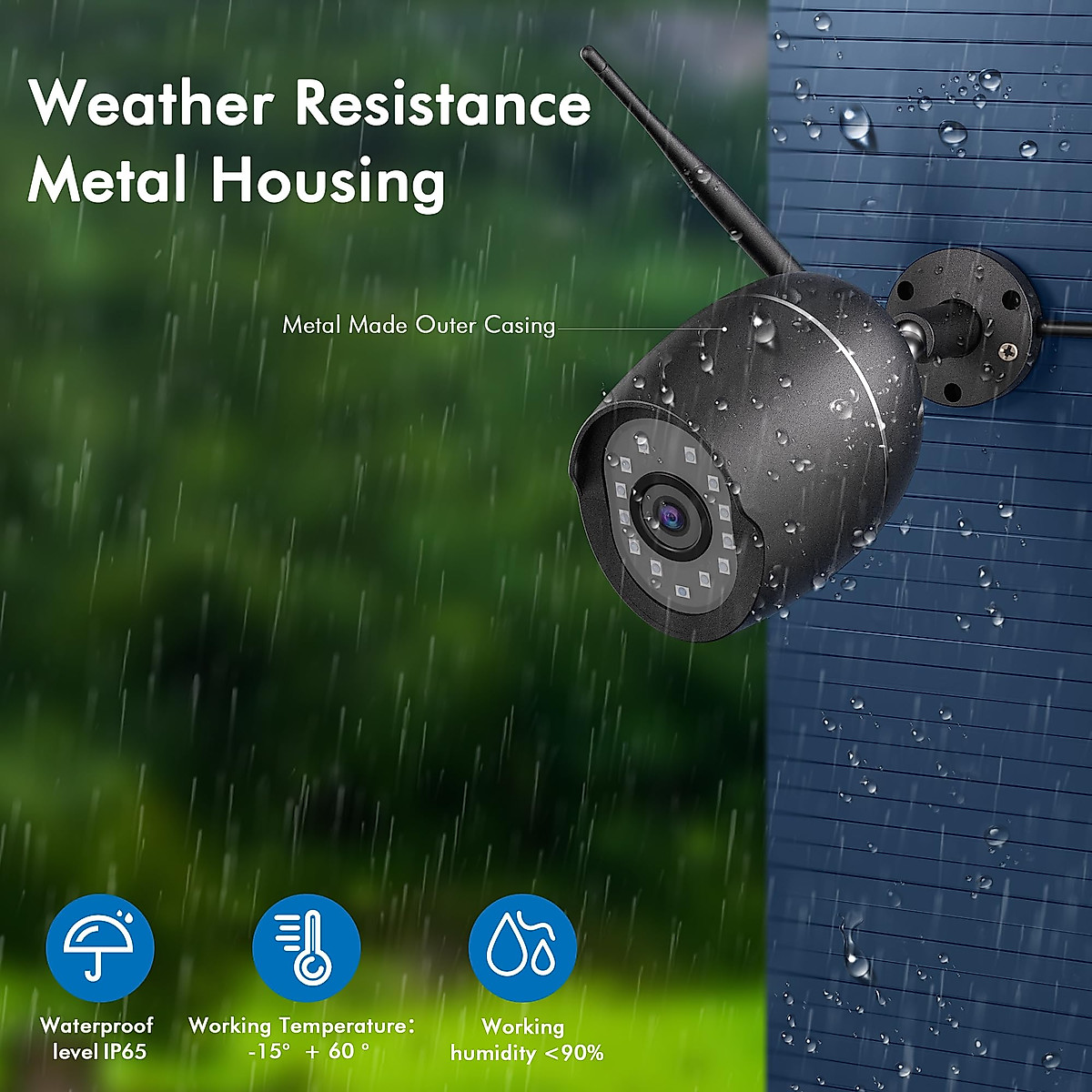 2 Pack GOAOFOEOI 1080P WiFi Full Metal Case Cameras for Home Security Outdoor Waterproof Bullet Camera Two-Way Audio, Motion Detection Alert, SD Card Cloud, Compatible with Alexa