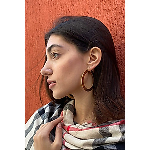 Minimal Bohemian 18K Gold Plated Large Round Hoop Earrings for Women Boho Jewelry Bold Thick Wire (Duo Pack)