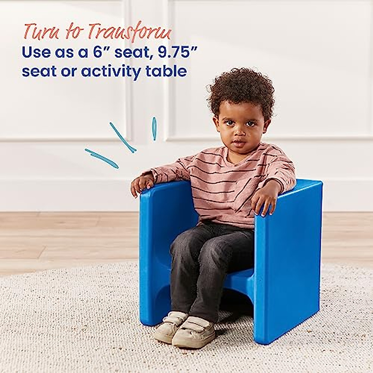 ECR4Kids Tri-Me 3-In-1 Cube Chair, Kids Furniture, Blue