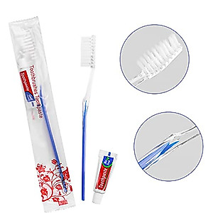 Travel Toothbrushes Kit,50Pcs Travel Toothbrush Set Disposable Toothbrushes with Toothpaste for Nursing Home,Hotel,Charity(Individually Wrapped)