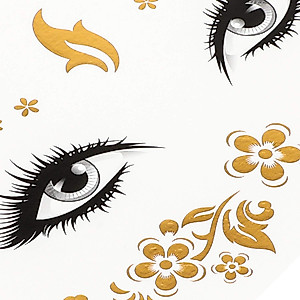 Konsait 8 Sheets Face Tattoo Sticker Metallic Temporary Transfer Tattoo Waterproof Face Jewels for Women Girls Make Up Dancer Costume Parties, Shimmer Glitter Gold Tattoos,Scale Tears Butterfly Freckl