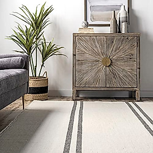 nuLOOM Stacia Stripes Wool Flatweave Area Rug, 10' x 14', Ivory
