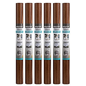 Duck 286460 EasyLiner Adhesive Laminate Surfaces Shelf Liner, Dark Oak, 20 in. x 15 ft., 6 Rolls