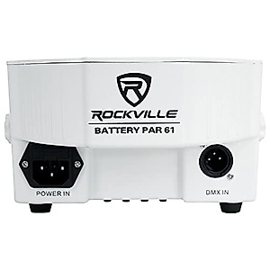 2) Rockville Battery PAR 61 White Rechargeable RGBWA+ DMX DJ Up-Lights+Remotes