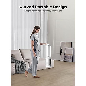 Senmeo Bladeless Fan for Bedroom, 22" Quiet Bladeless Tower Fan with Remote, 90° Oscillating, 8 Speeds, 9 Hour Timer, LED Display with Auto Off, Easy to Clean, Portable Standing Fan for Home, Office
