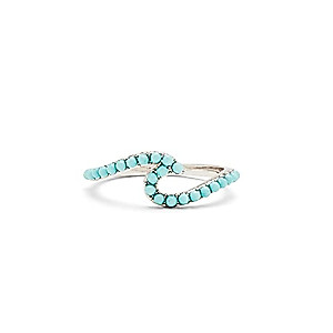 Pura Vida Silver-Plated Neon Wave Bead Stackable Ring - Brass Base, Stylish Design - Size 8