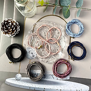 74Pcs Boho Hair Ties Bracelets for Women, Cute Hair Tie Elastices Bracelet for Thick Hair/Pony Tails, Soft Hair ties for Thick & Thin Hair, No Damage Hair, Dual-Use Hair ties Accessories