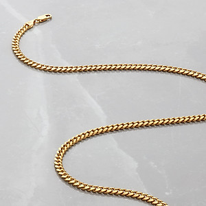 JAXXON Cuban Link Chain - 3mm | 14k Gold Bonded Over 925 Sterling Silver Chain Necklace for Men - Gold, 22 Inch
