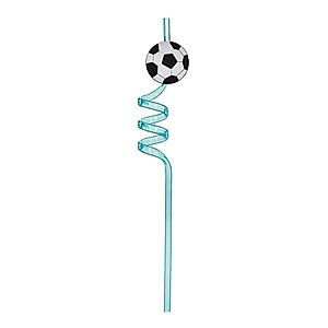 12 Pack Drinking Staws Soccer Ball Party Supplies Soccer Theme Party Favors