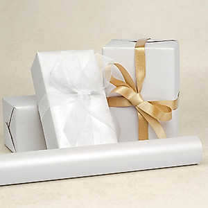 LDGOOAEL Mini Short Wrapping Paper Roll (17 inches X 32.8 feet) - Solid Color Pearly White for Birthday, Wedding, Baby Shower