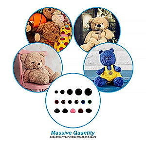 Meafeng 600 Pcs Colorful Plastic Safety Eyes and Noses with washers, for Amigurumi Crafts Doll Crochet Stuffed Animal Teddy Bear Making (Ø 6~14mm)