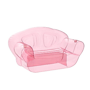 La funcosa Inflatable Clear Pink Double Person Sofa Blow UP Chairs Portable Camping Yard Couchs Inflatable Patio Furniture