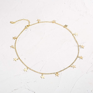 Fremttly Star Choker Necklaces, Dangling Gold Choker Necklace Summer Beach Boho Necklaces Aesthetic Necklace Gift for Women