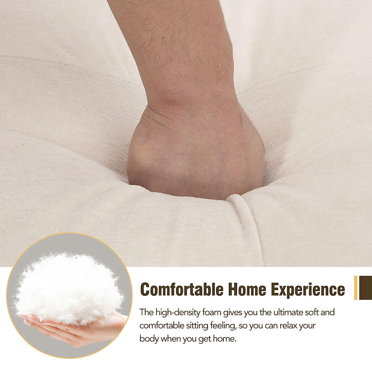 P PURLOVE L-Shape Sectional Sofa, Modern Minimalist Style Sectional Sofa Couch, Chenille Fabric Couch with Chaise Lounge for Living Room, Apartment, Office, No Installation Required (Beige)