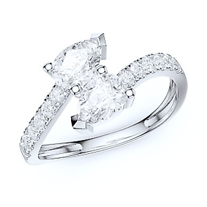 PRSTANI Real 10K White Gold Twisted Snakes Like Simulated Pear-Shaped Diamond Ring For Women (7)