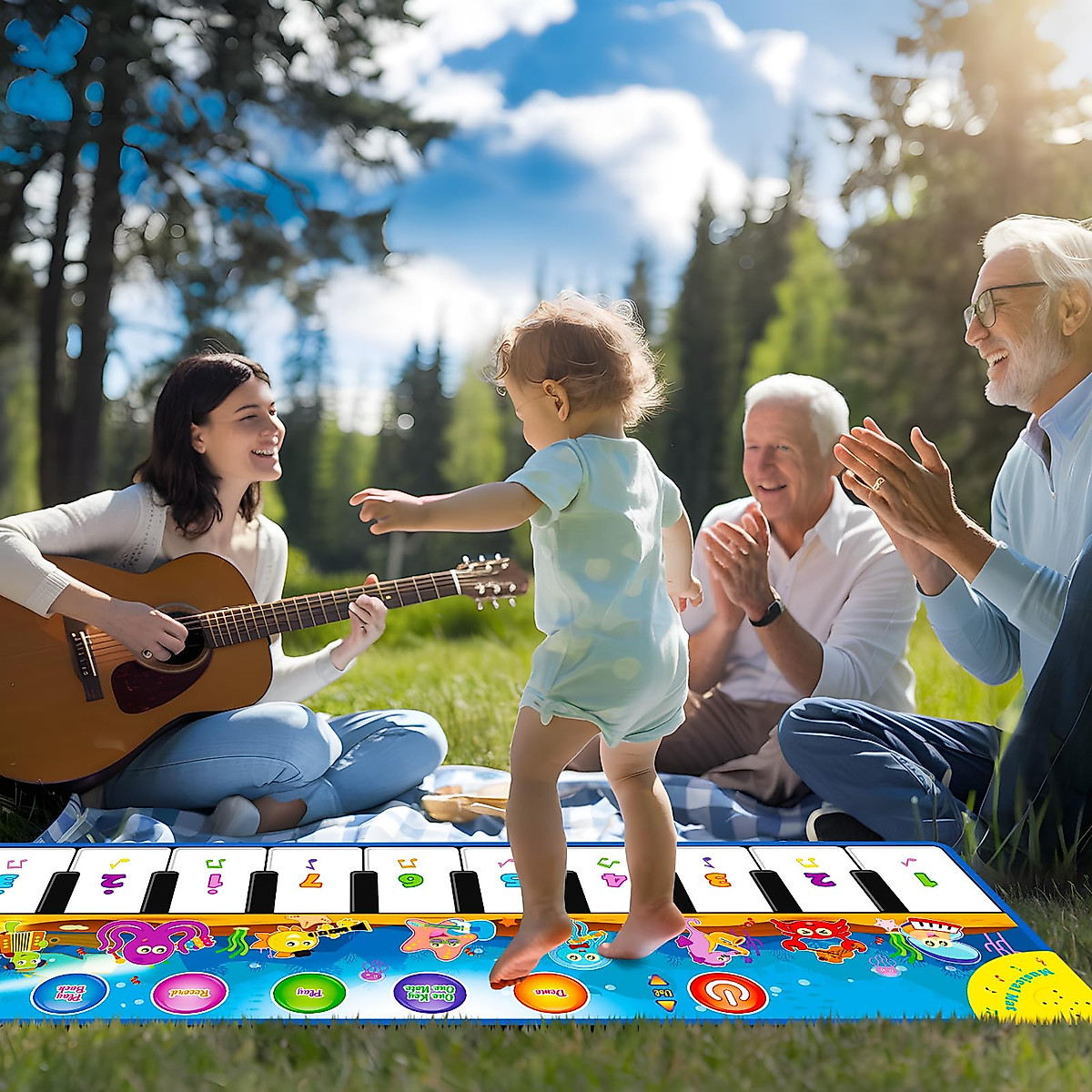 Foayex Valentines Day Gifts for Toddlers Boys & Girls Toys,Foldable Musical Toys, Learning Floor Mat with 8 Instrument Sounds-Touch Play for Early Education, Birthday Gifts for Baby Boys Girls