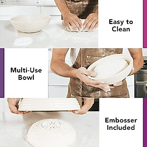 Talisman Designs Decorating Embosser | 9-Inch Warmer Basket | Dough Proofing, Box Bowls | Create, Perfect Crust & Shaped Bread Loaves