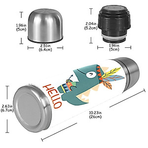 Stainless Steel Leather Vacuum Insulated Mug Dinosaur Thermos Water Bottle for Hot and Cold Drinks Kids Adults 16 Oz