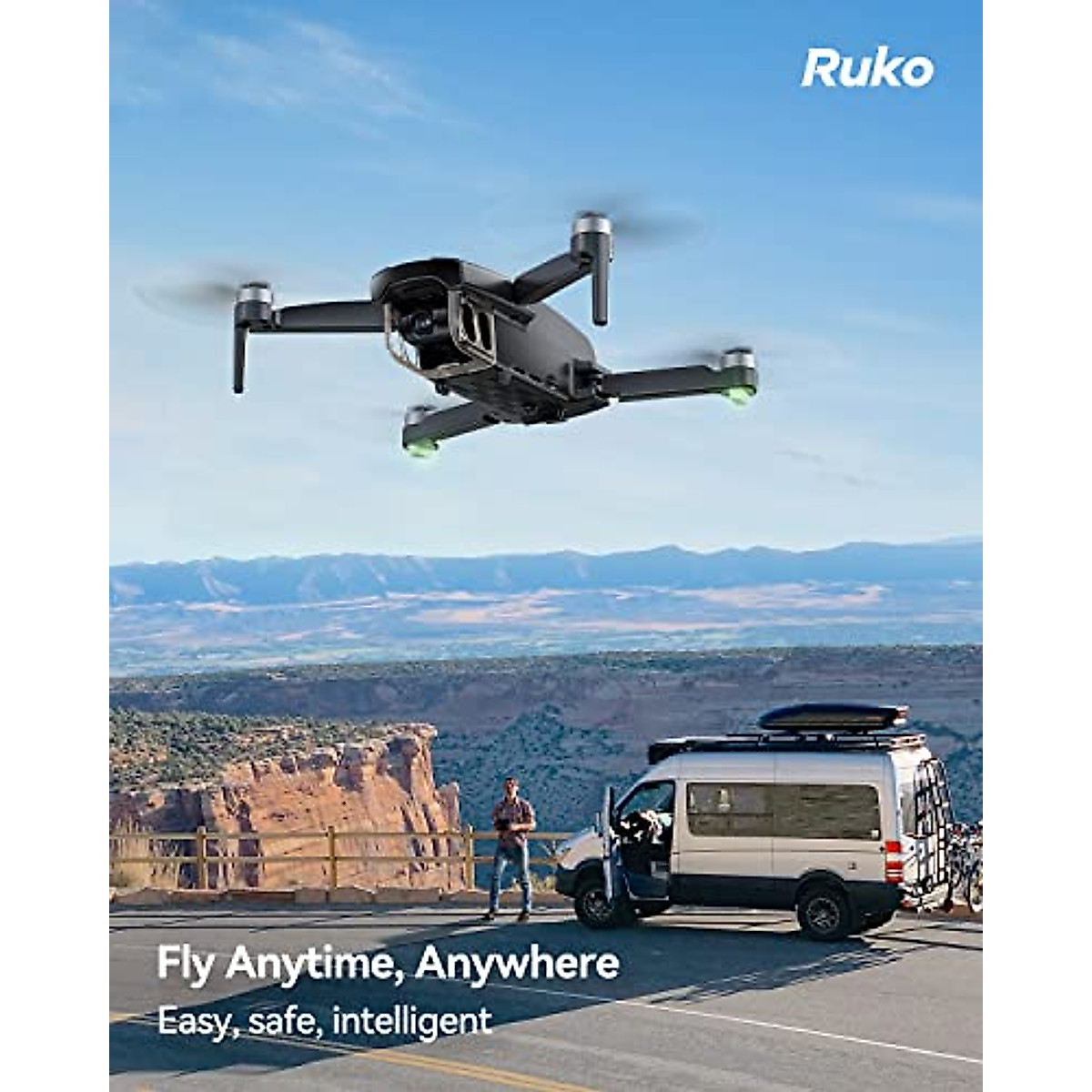 Ruko Mini Drones with Camera for Adults 4K, 3 Batteries 90 Mins Long Flight Time, GPS Features, Brushless Motor, Return to Home, Light Weight 245g, Drone for Beginners, 5Ghz WiFi Live Video Transmission