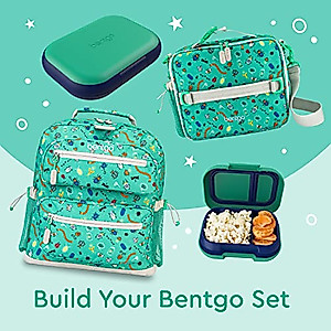 Bentgo® Kids Chill Lunch Box - Bento-Style Lunch Solution with 4 Compartments and Removable Ice Pack for Meals and Snacks On-the-Go - Leak-Proof, Dishwasher Safe, Patented Design (Green/Navy)