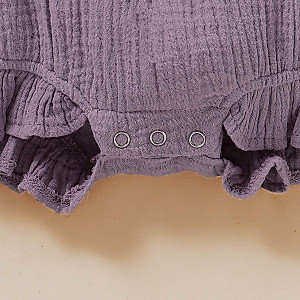 YOUNGER TREE Toddler Baby Girl Ruffled Sleeveless Romper Casual Summer Jumpsuit Cotton Linen Clothes (Light Purple, 12-18 Months)