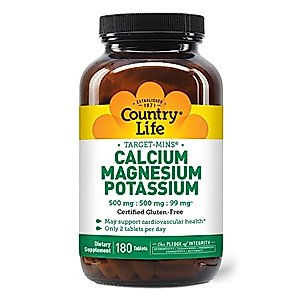 Country Life Target-Mins - Cardiovascular Health Support with Magnesium, Potassium & Calcium, Free-Form Amino Acids, Zinc-Free Electrolyte Supplement
