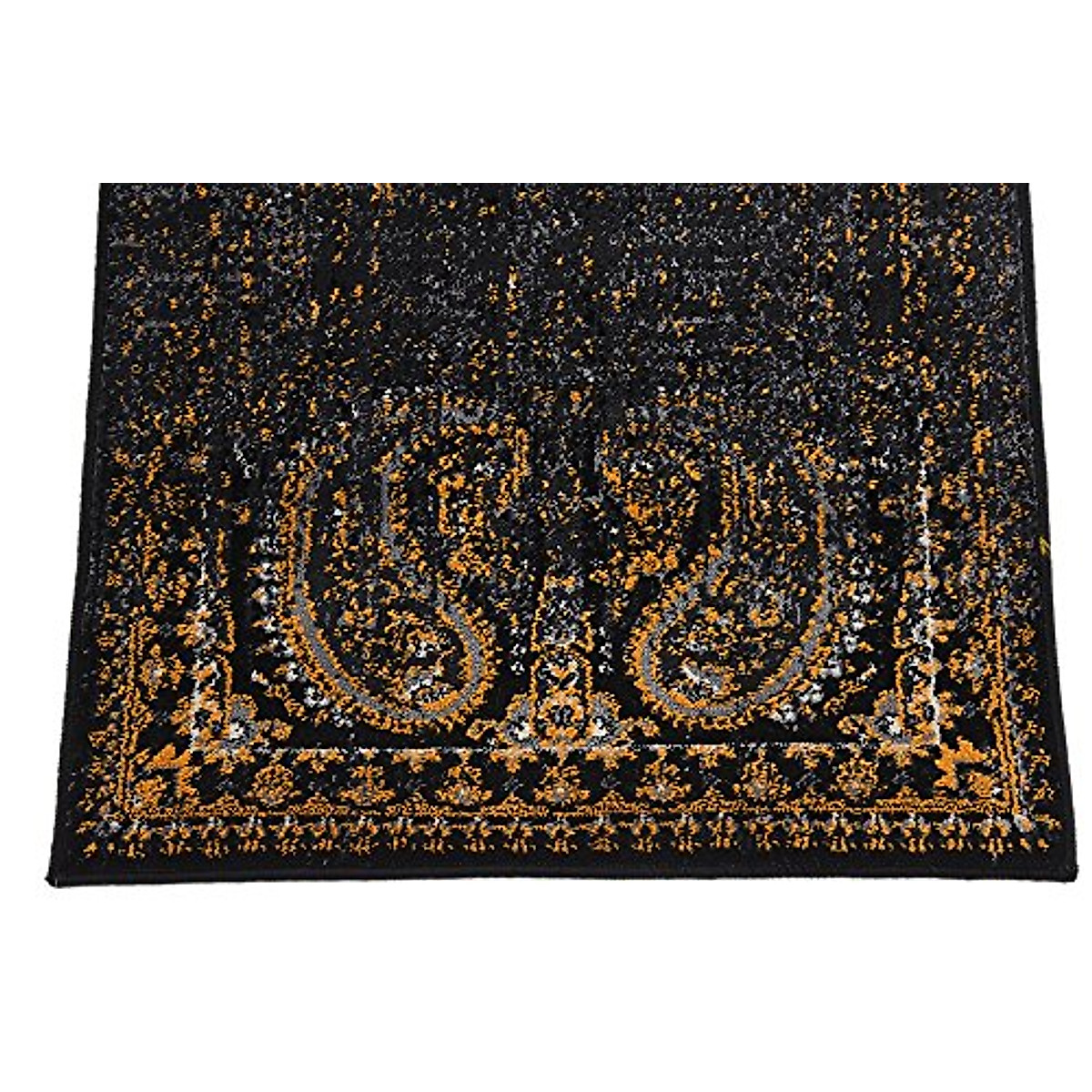 Unique Loom Imperial Collection Paisley, Distressed, Border, Vintage, Modern, Abstract Area Rug, 2 x 3 ft, Black/Orange