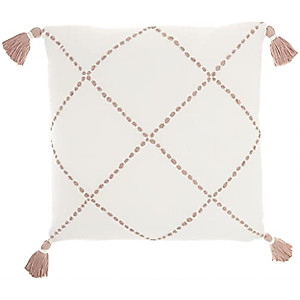 HomeRoots Boho Blush Pink Cotton Accent Throw Pillow