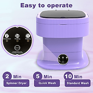 13L Mini Washing Machine, Small Portable Washer with Spin Dryer, Collapsible Luandry Washer, Foldable Compact Lavadora Portatil for Baby Clothes, Underwear, Travel, Camping, Apartments, Purple
