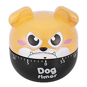 60 Minutes Kitchen Timer, Cute Dog Shape Mechanical Timer Manual Counters, Chef Cooking Timer Countdown Timer for Kids Baking Exercise Game(Khaki)