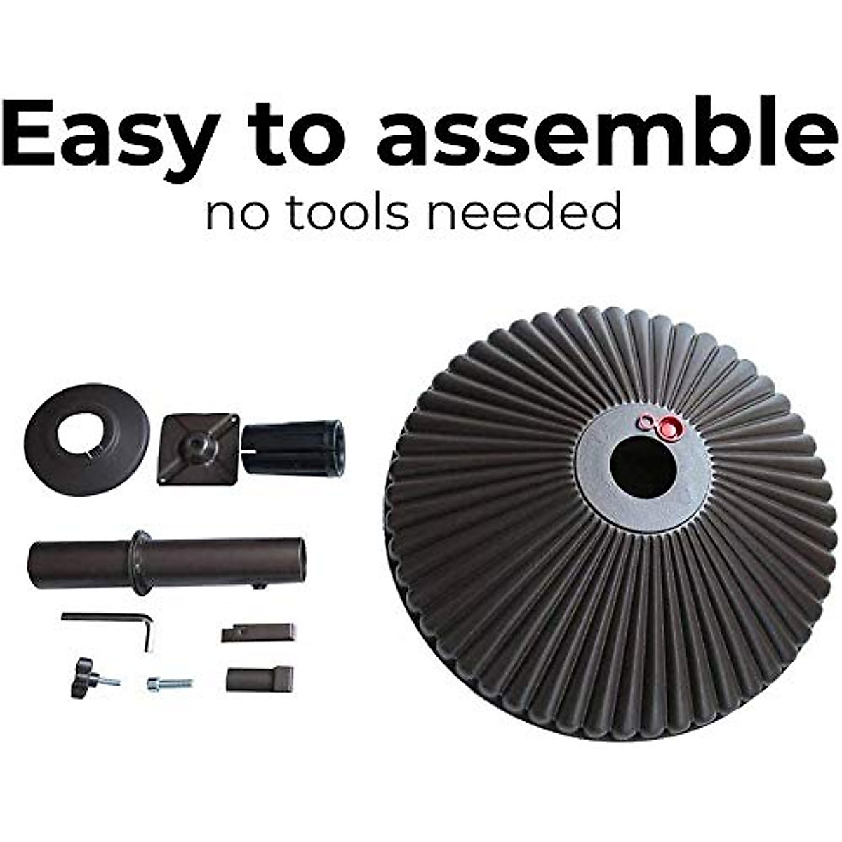 Abba Patio 50lb Patio Umbrella Base Water Filled 23" Round Recyclable Plastic Outdoor Market Umbrella Stand Base for Deck, Lawn, Garden, Brown