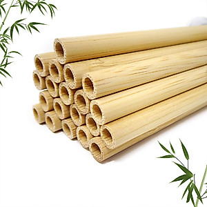 Honbay 20PCS Bamboo Drinking Straws Reusable Wood Straws with 1PCS Cleaning Brush for Home and Outdoors