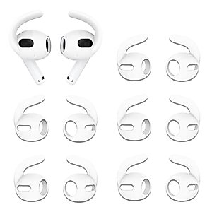 ALXCD Sport Eartips Hook Compatible with AirPods 3 Earbuds 3rd Gen 2021, Anti Slip Anti Lost Silicone Earbuds Covers Ear Hook Tips Earhooks, Compatible with AirPods 3, 5 Pairs, White