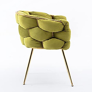 Kakotito Luxury Handmade Accent Chair with Gold Legs, Modern Velvet Armchair for Living Room and Bedroom, Silla de Acento (Green)