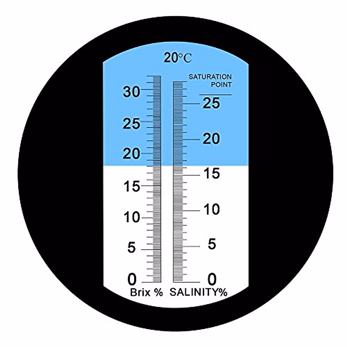 2-in-1 Brix Salinity Refractometer Dual Scale 0-32% Brix & 0-28% Salinity with ATC Sodium Chloride in Food Salt Seawater Brine Beer fruits Cutting Liquid