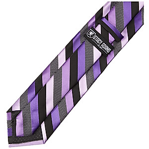 Stacy Adams Men's Microfiber Stripped Tie Set, Purple, One Size