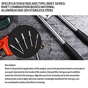 120 Pcs Aluminum Blind Rivets, Assorted Flange Blind Rivets Aluminium, M3.2/M4/M5 Head Rivets for Metal, Wood, Plastic