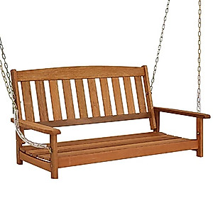 Sunnydaze 47-Inch 2-Person Meranti Wood Porch Swing with Hanging Chains