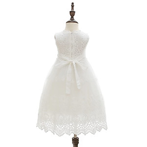 Meiqiduo Baby Girls Lace Party Dresses Infant Princess Wedding Gowns Birthday Formal Dress for Toddler