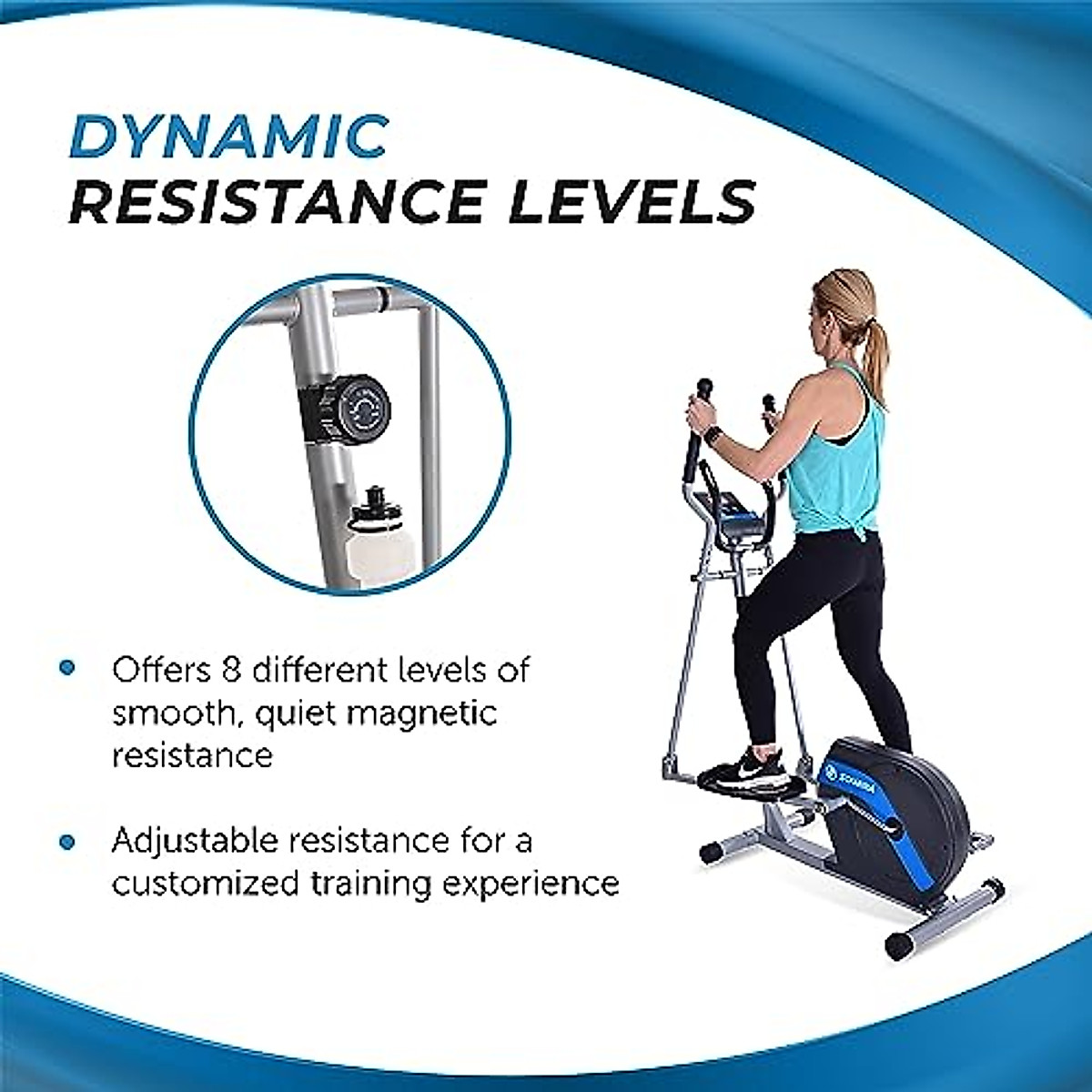 Stamina Elliptical Trainer 708 - Elliptical Training Machine with Bluetooth and Smart Workout App - Compact Standing Elliptical Machine for Home Workout - Up to 250 lbs Weight Capacity