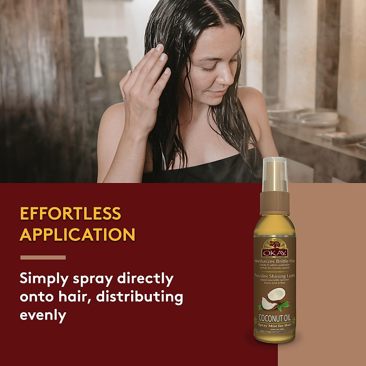 OKAY MIST HAIR SPRAY with COCONUT OIL 2oz / 59ml