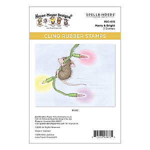 Spellbinders Merry & Bright House-Mouse Cling Rubber Stamp, Red